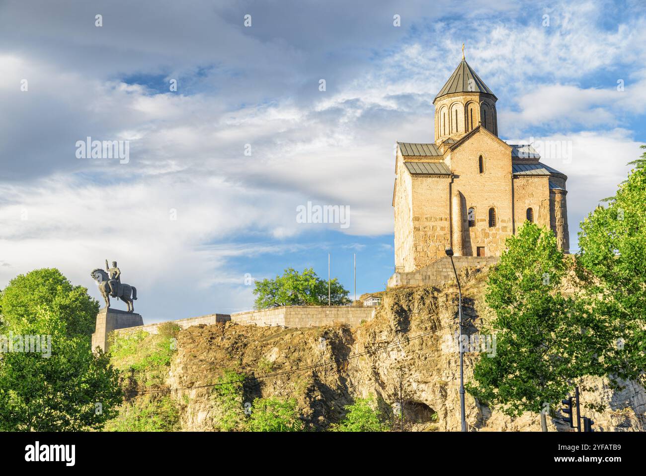 The Virgin Mary Assumption Church of Metekhi on the cliff Stock Photo ...