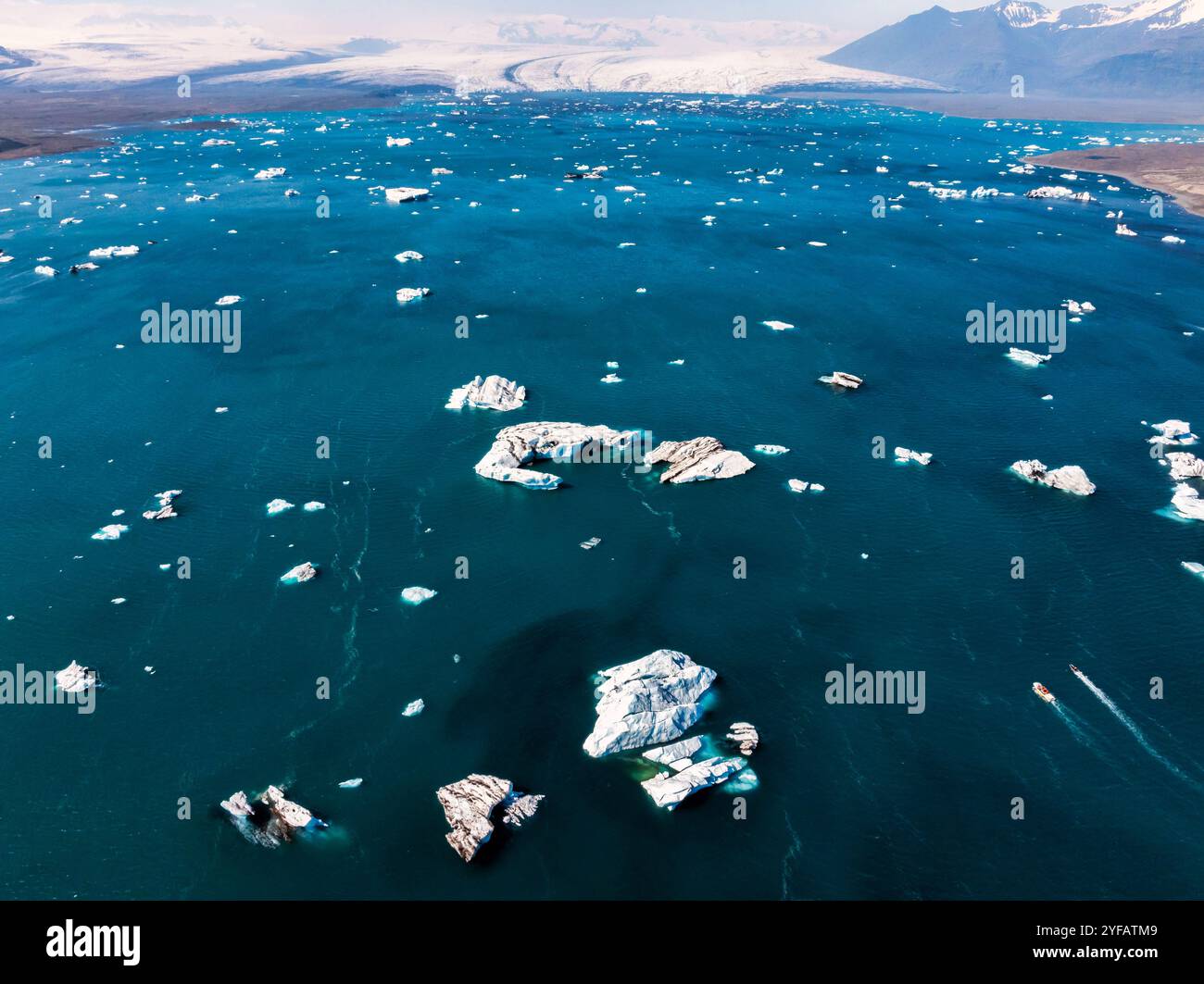 Aerial View of Jökulsárlón Glacial Lagoon in Iceland with Icebergs and ...