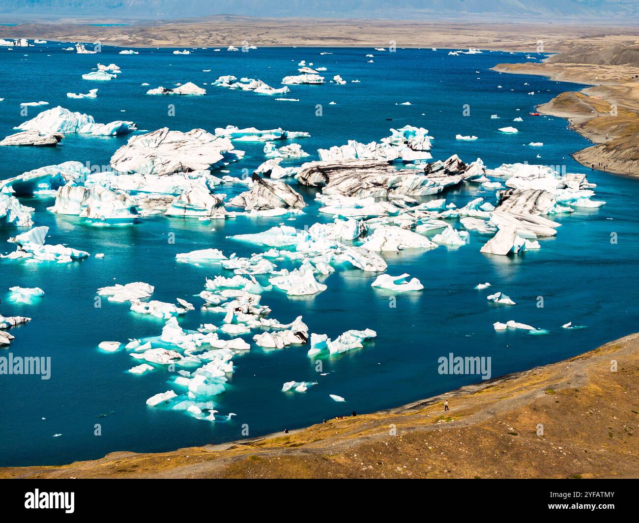 Aerial View of Jökulsárlón Glacial Lagoon in Iceland with Icebergs and ...