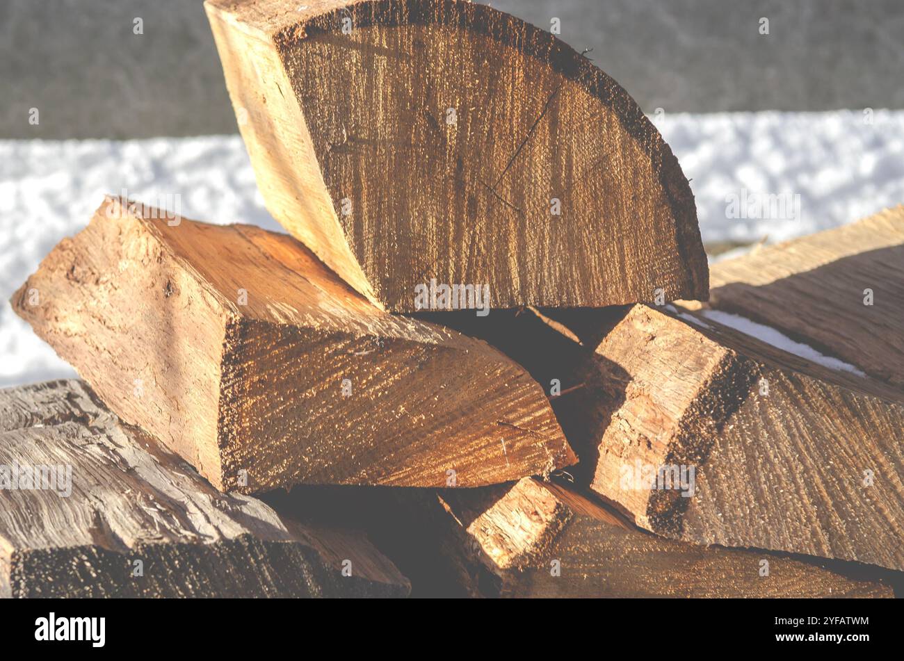 Firewood for heating the house. Close-up of chopped wood Stock Photo ...