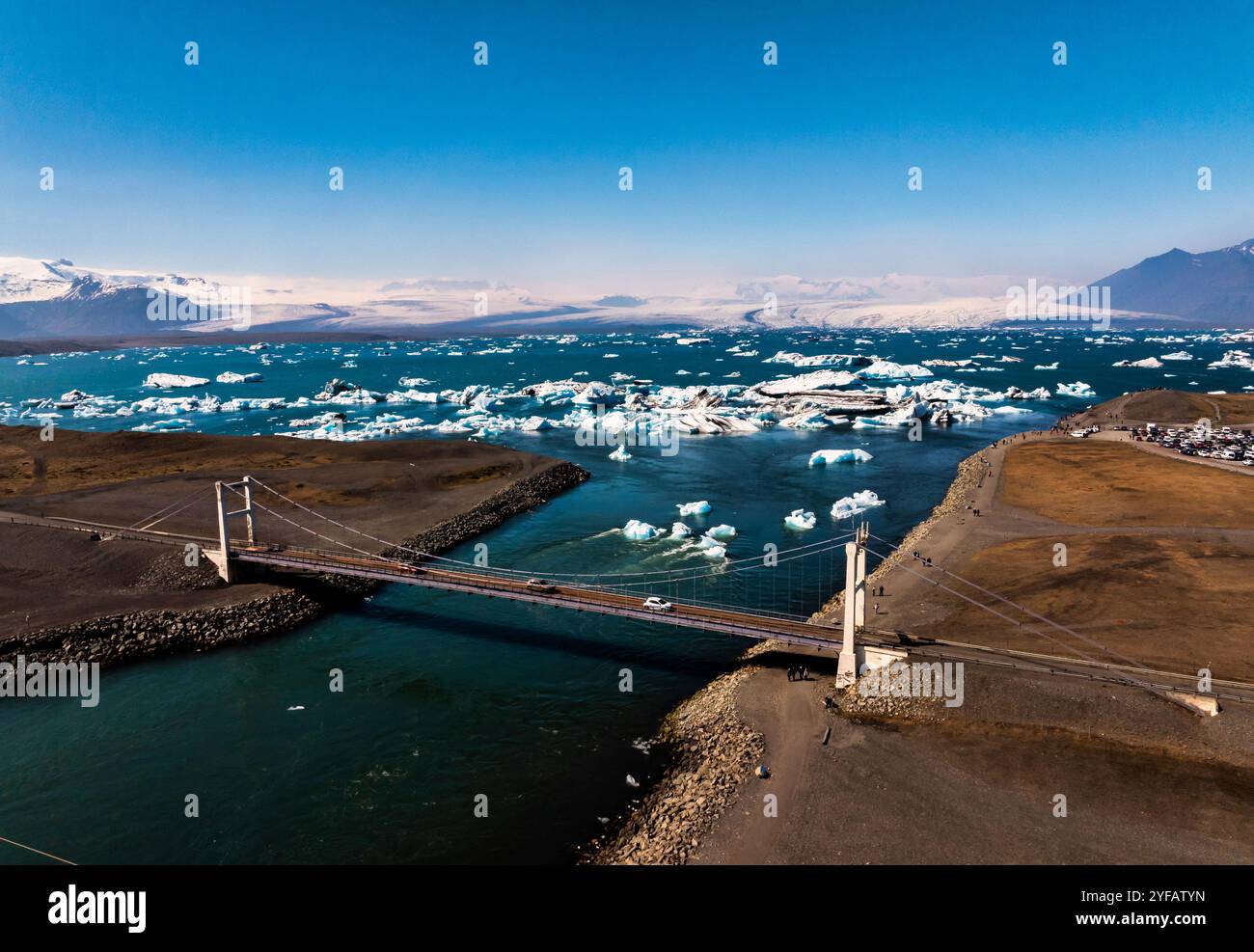 Aerial View of Jökulsárlón Glacial Lagoon in Iceland with Icebergs and ...