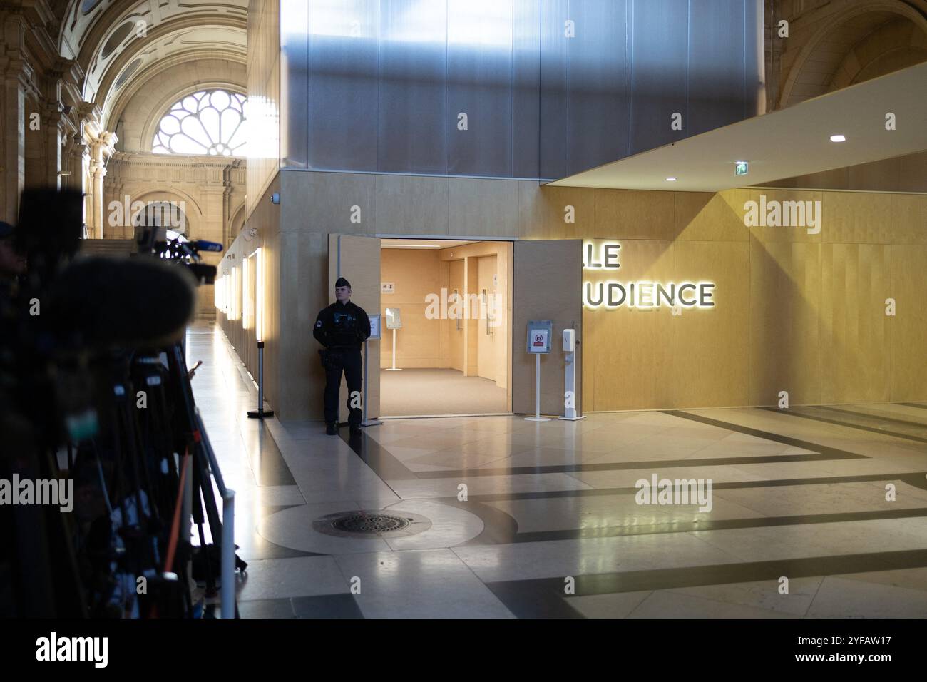 General view during the opening as people arrives for the trial of ...