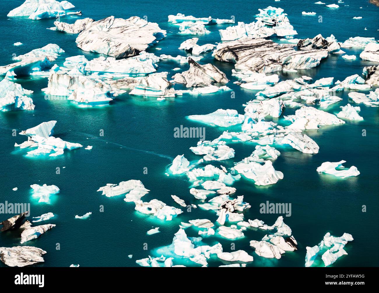 Aerial View of Jökulsárlón Glacial Lagoon in Iceland with Icebergs and ...