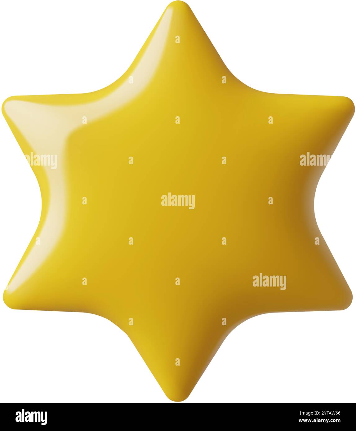 3d six pointed star icon. Minimal yellow star burst or sun vector illustration isolated on white ...