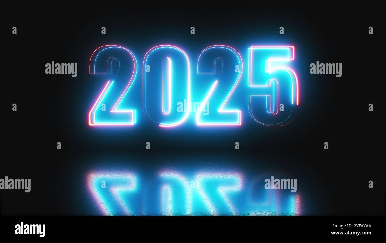 2025 Neon text. Computer generated 3d render Stock Photo - Alamy