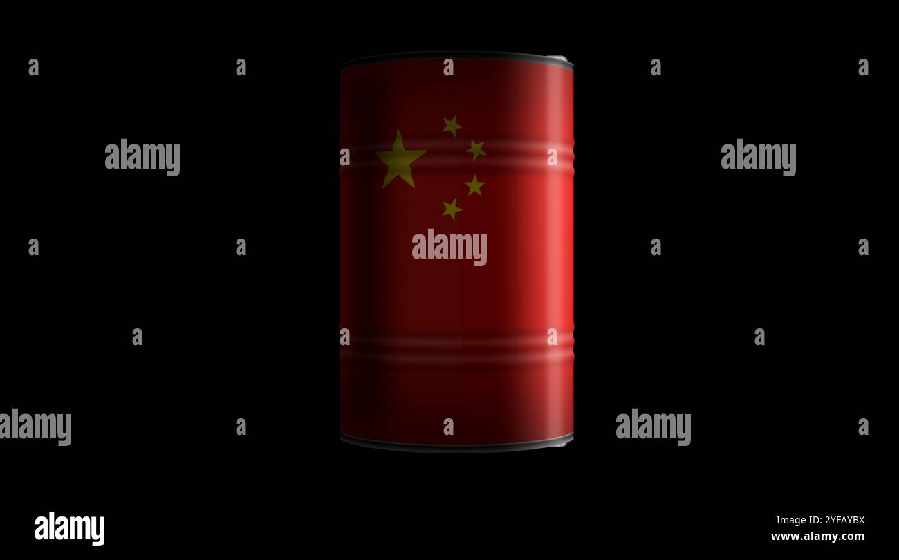 China oil crude petroleum fuel barrels in row concept. Chinese petrol ...