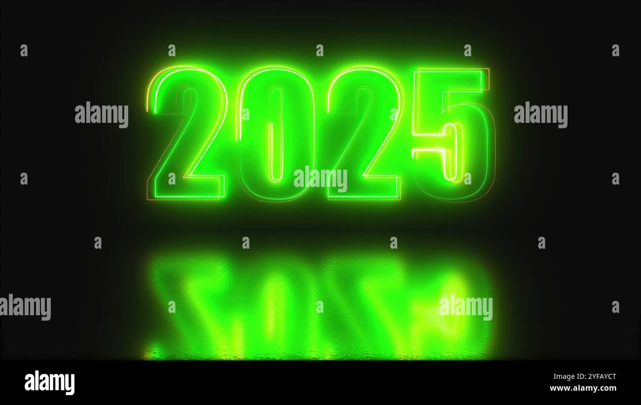 2025 Neon text. Computer generated 3d render Stock Photo - Alamy