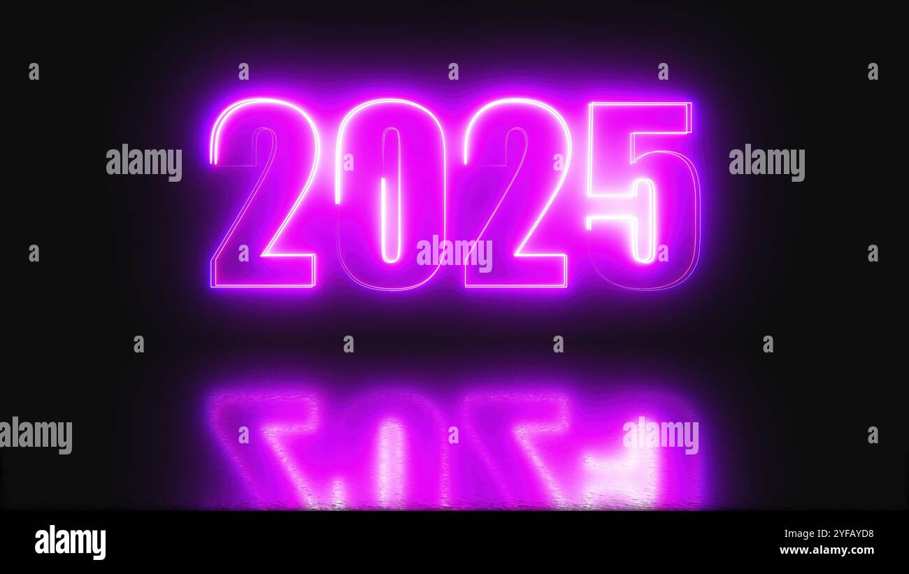 2025 Neon text. Computer generated 3d render Stock Photo - Alamy