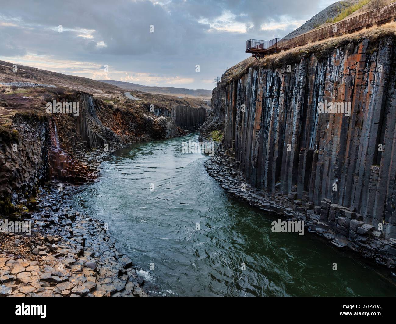 Epic Aerial View of the Studlagil Basalt Canyon, Iceland - One of the ...