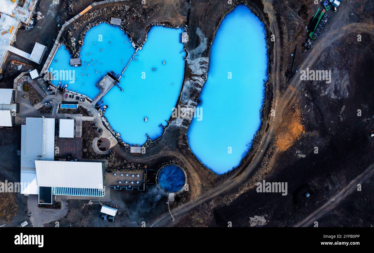 Aerial view of the Blue Lagoon in Iceland, the most famous and popular ...