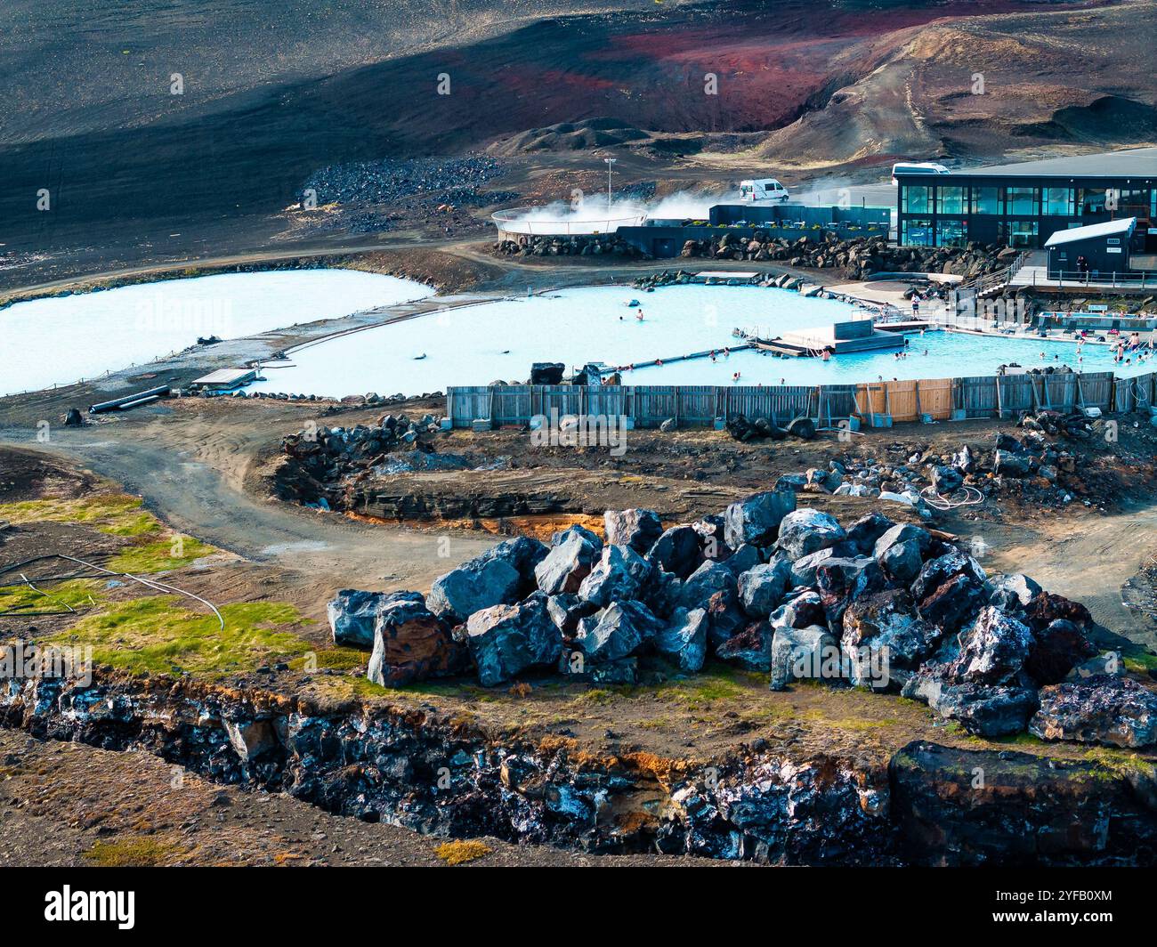 Aerial view of the Blue Lagoon in Iceland, the most famous and popular ...