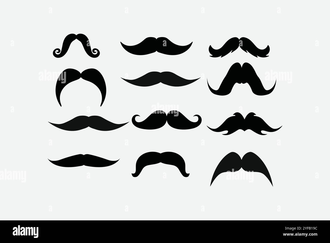 Mustache icon set vector Black and White Stock Photos & Images - Alamy