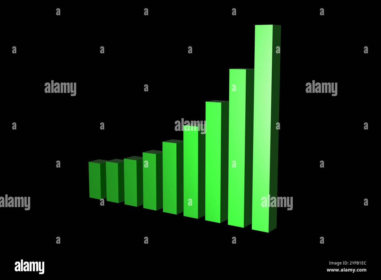 Green Growing Success Business Bar Graph over Transparent Background ...