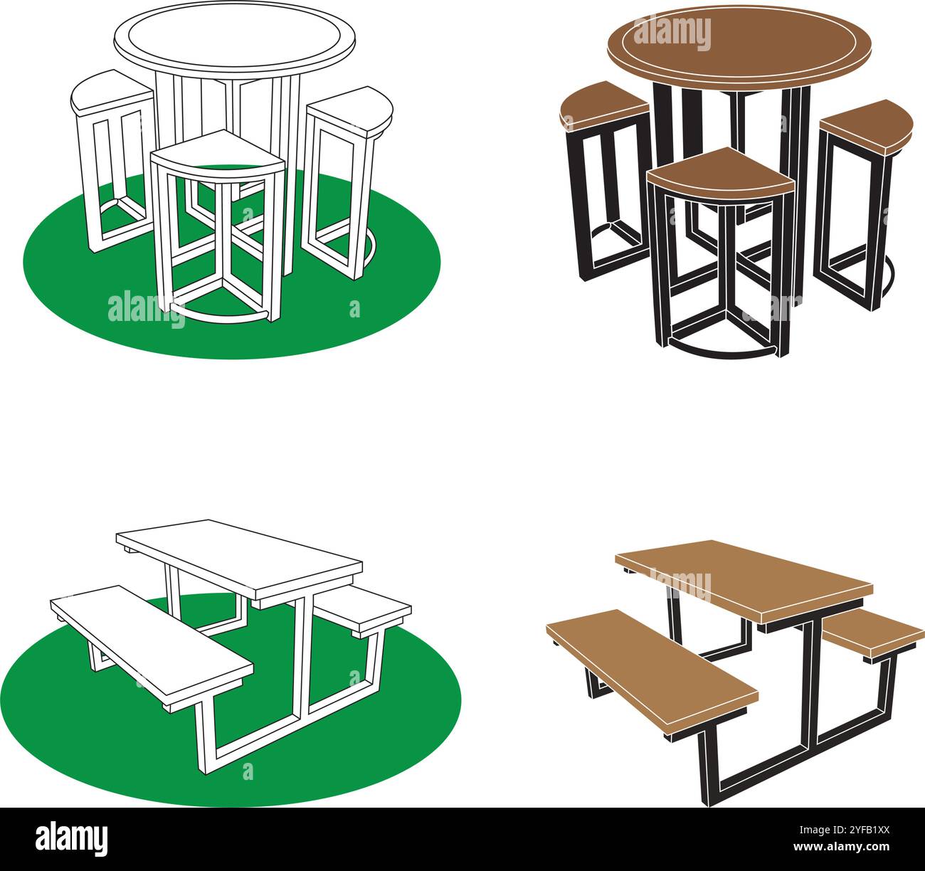 set of cafe tables and chairs vector illustration symbol design Stock ...