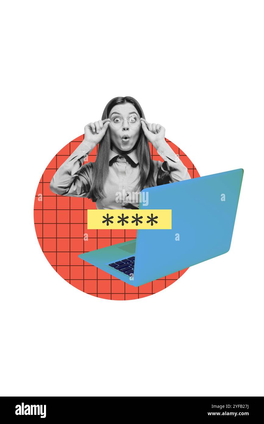 Composite trend artwork 3D sketch image photo collage of password lock ...