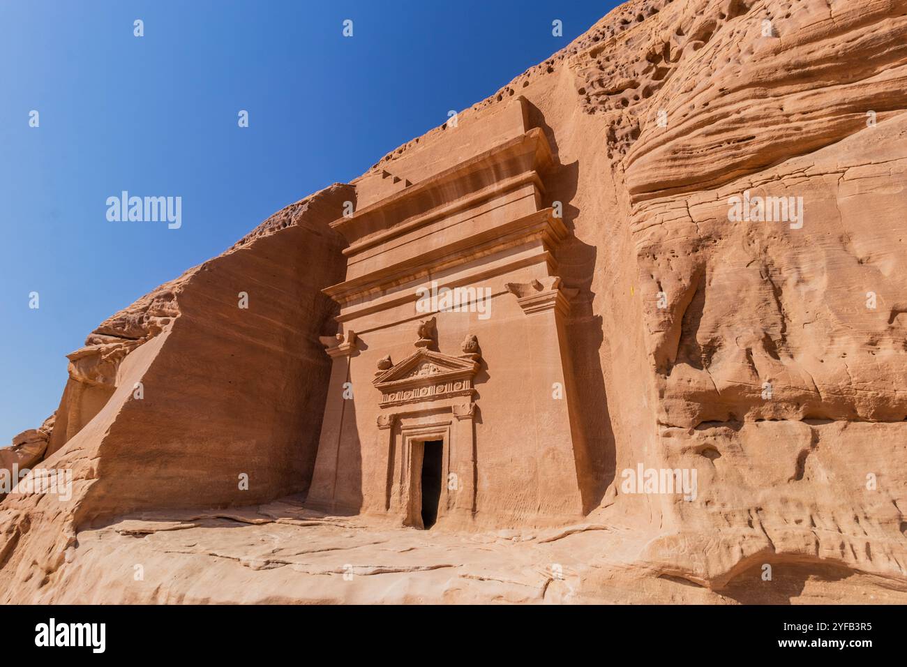 Rock cut tomb 44 (Doctor's tomb) in Jabal Al Banat hill at Hegra (Mada ...