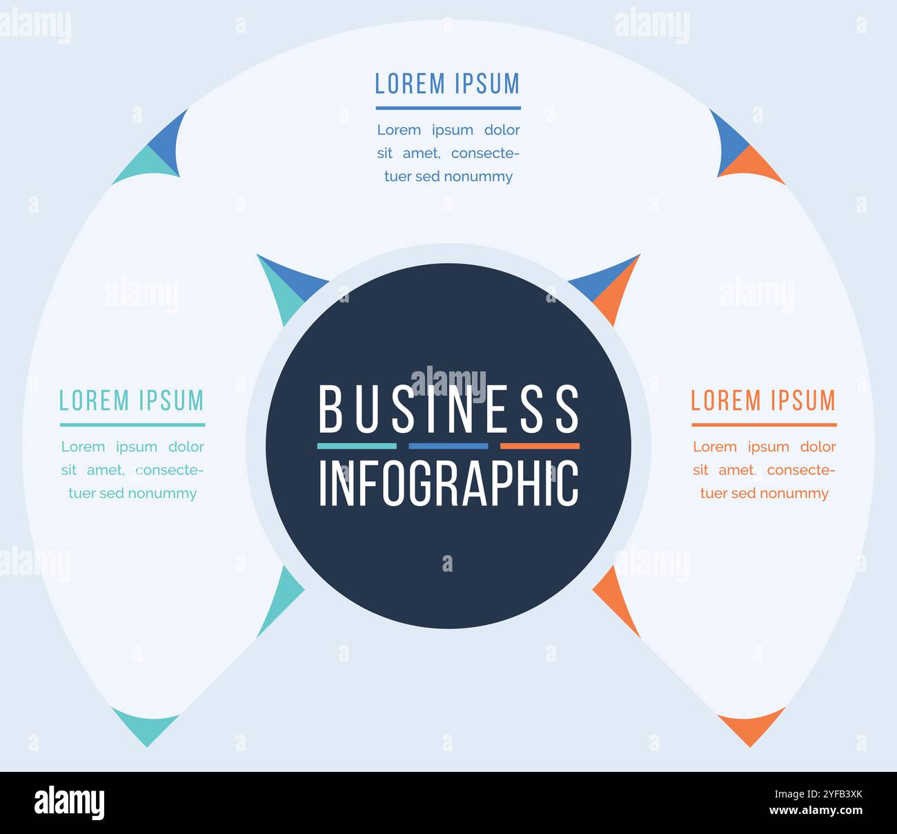 Circle Infographic design 3 steps, objects, elements or options ...