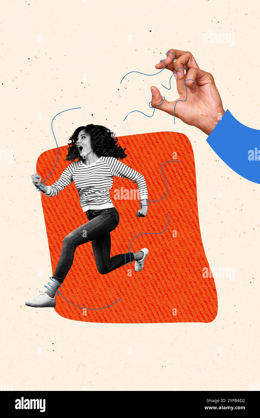 Composite trend artwork sketch image photo collage of caricature young ...