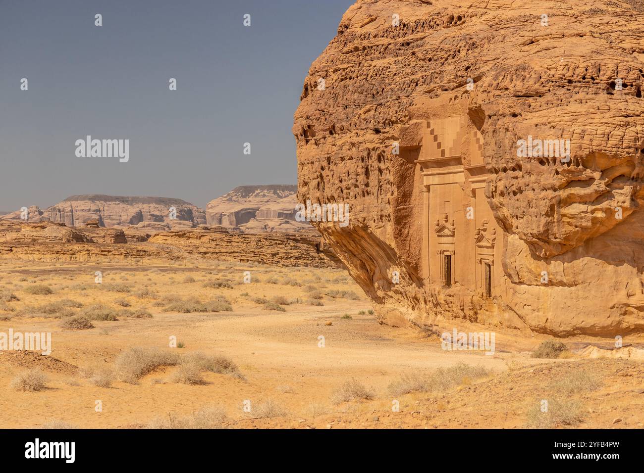 Rock cut tombs at Jabal al Ahmar hill at Hegra (Mada'in Salih) site ...