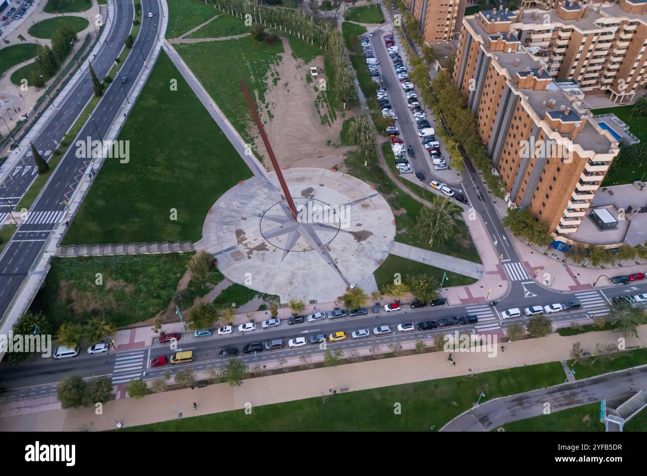 Aerial view of Multicaja-Zaragoza sundial, the largest sundial in the ...
