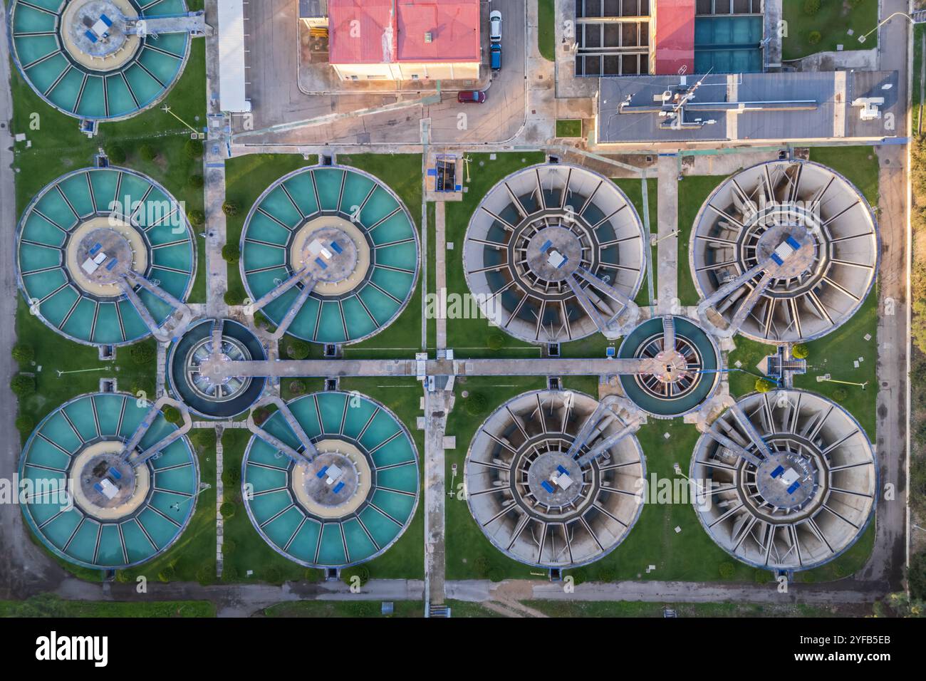 Aerial view of Casablanca water treatment plant in Zaragoza, Spain ...