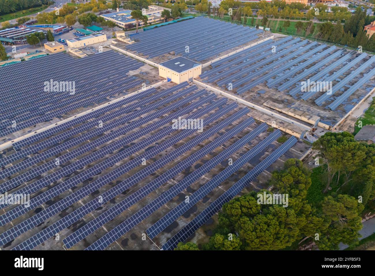 Aerial view of photovoltaic power station in Casablanca water treatment ...