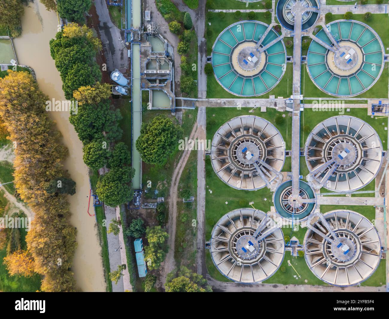 Aerial view of Casablanca water treatment plant and Imperial Canal in ...