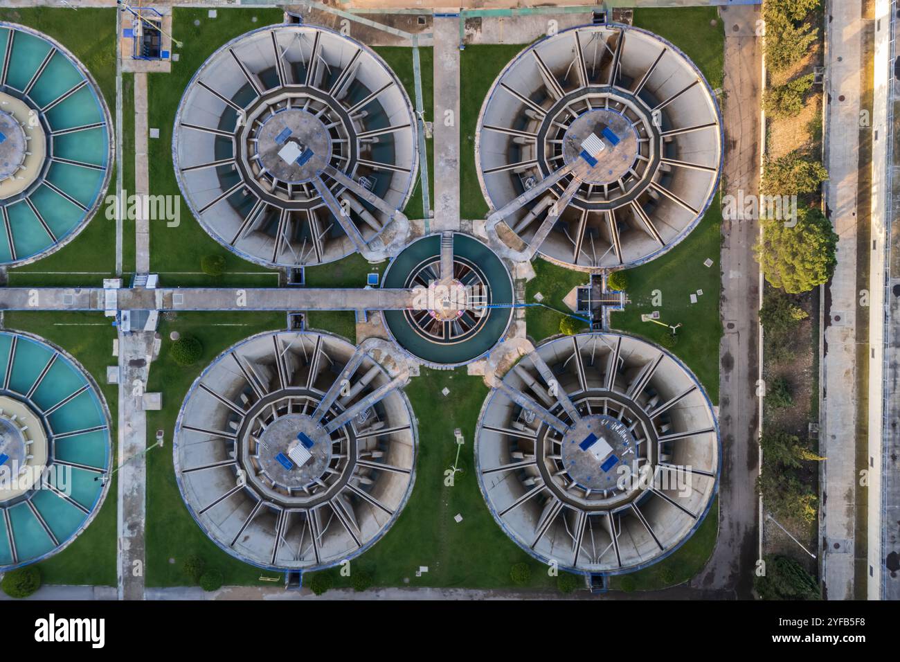 Aerial view of Casablanca water treatment plant in Zaragoza, Spain ...
