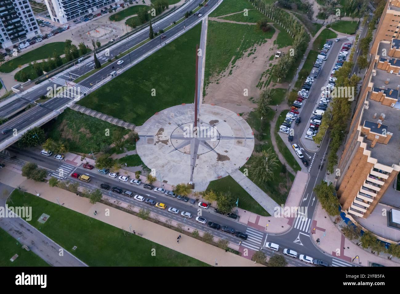 Aerial view of Multicaja-Zaragoza sundial, the largest sundial in the ...