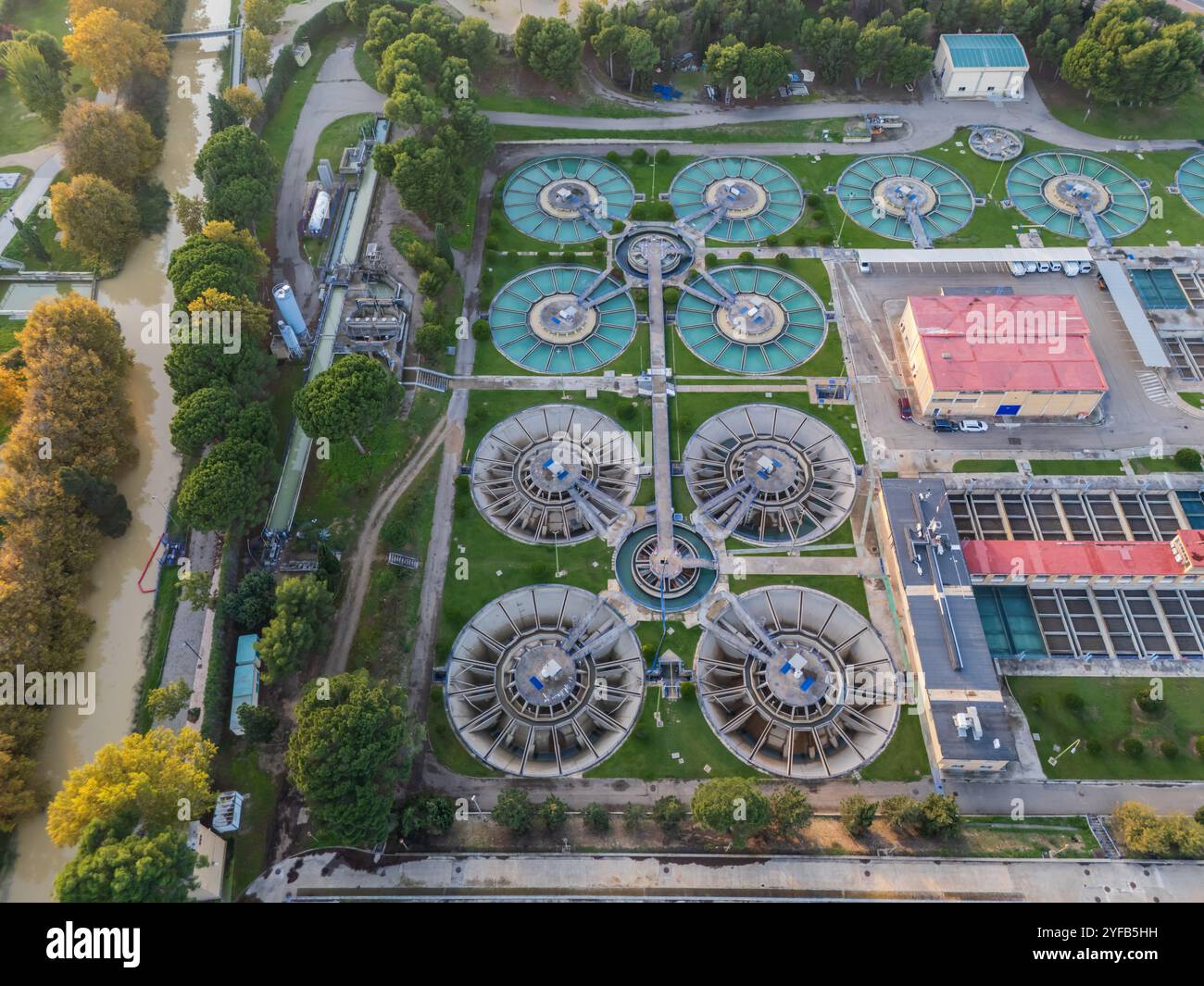 Aerial view of Casablanca water treatment plant and Imperial Canal in ...