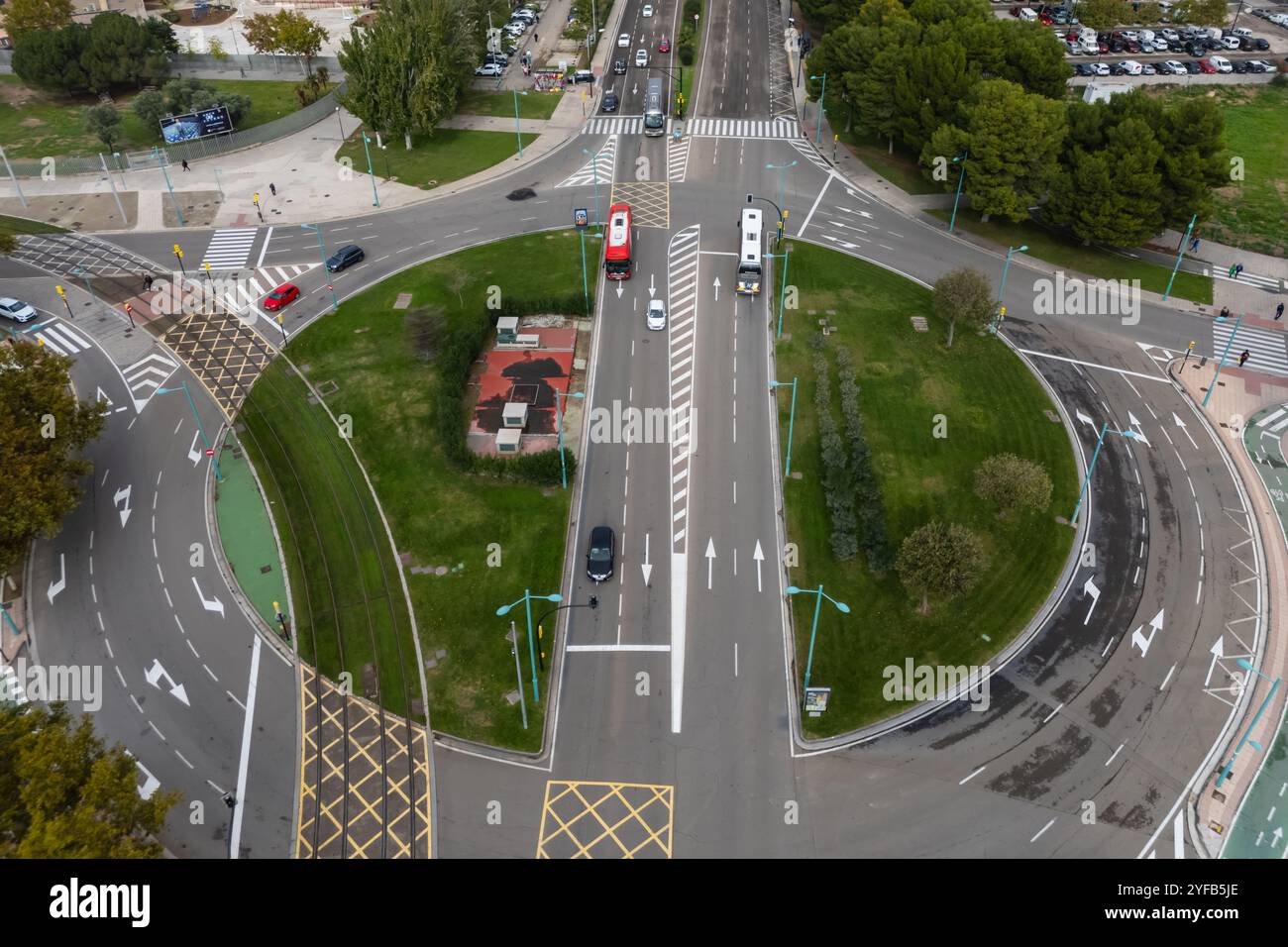 Aerial view of a roundabout in Zaragoza, Spain Stock Photo - Alamy