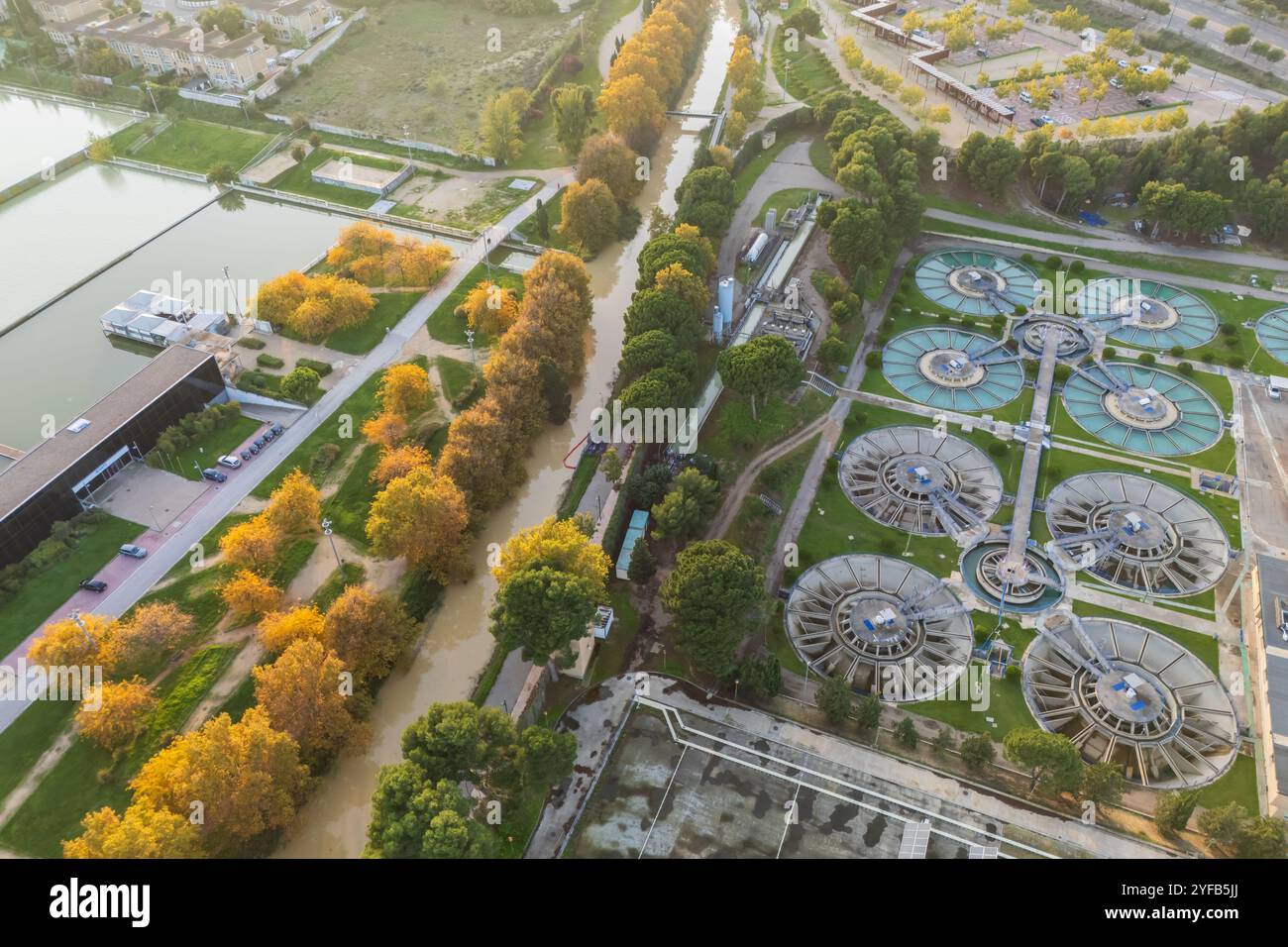 Aerial view of Casablanca water treatment plant and Imperial Canal in ...