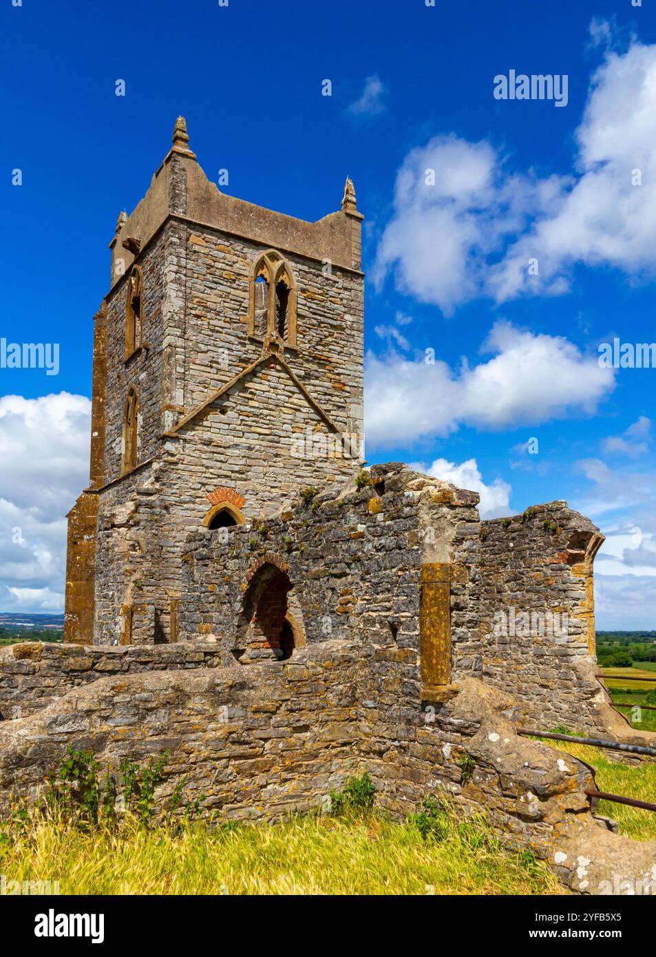 The never completed church built in 1793 at the top of Burrow Mump a ...