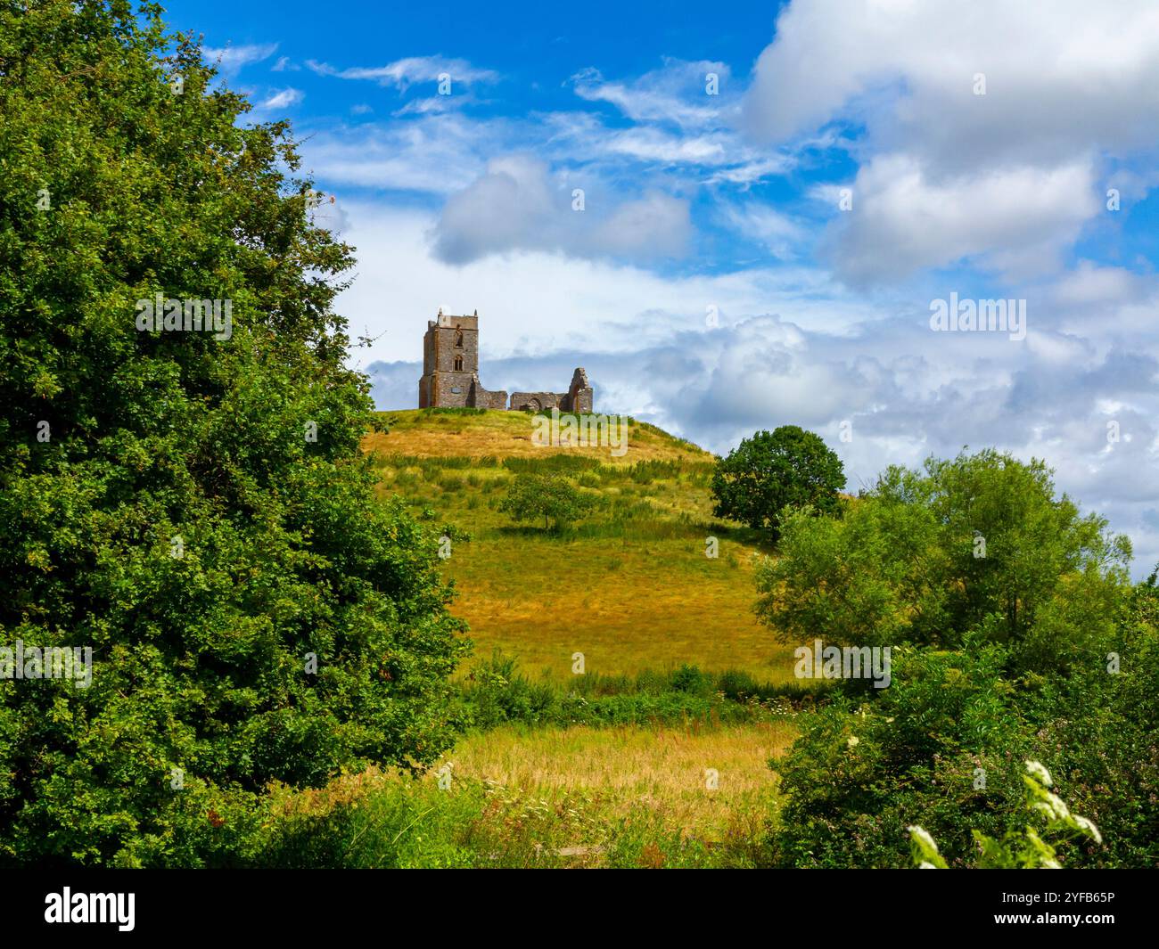 The never completed church built in 1793 at the top of Burrow Mump a ...
