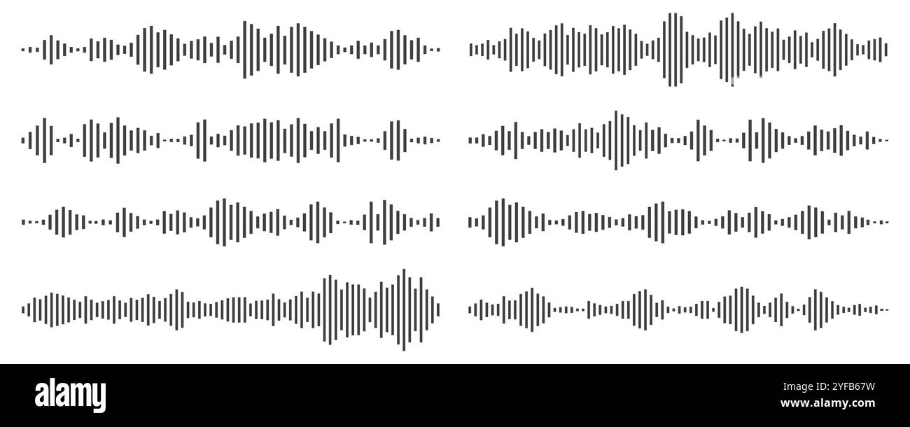 Sound wave or voice message waveform. Podcast, media record, radio ...