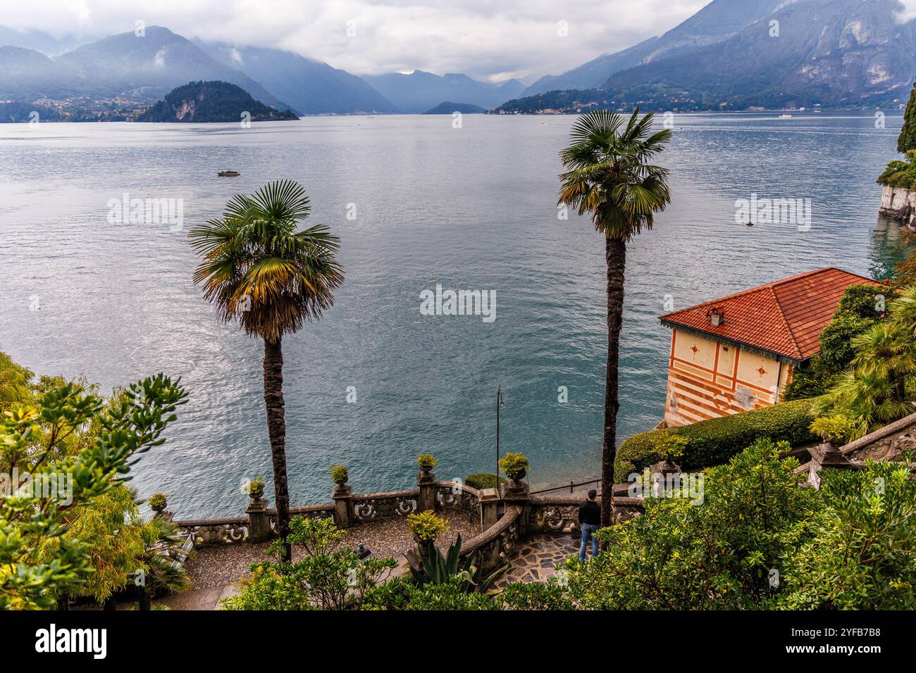 Varena, Italy - September, 2024: Italian village waterside view on Lake ...
