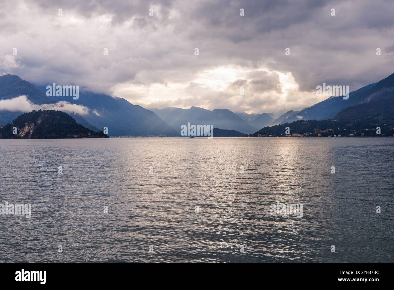 Varena, Italy - September, 2024: Italian village waterside view on Lake ...