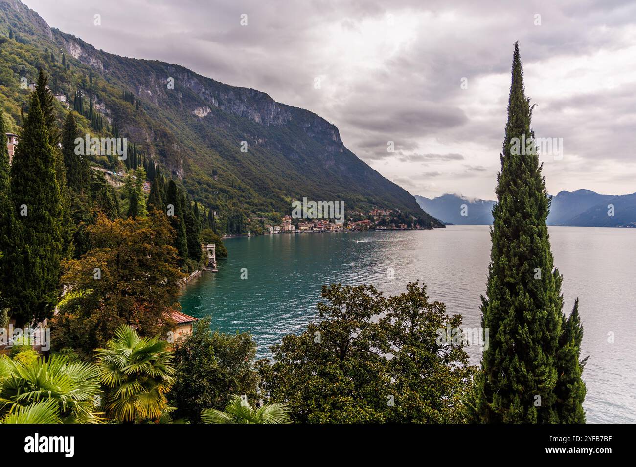 Varena, Italy - September, 2024: Italian village waterside view on Lake ...