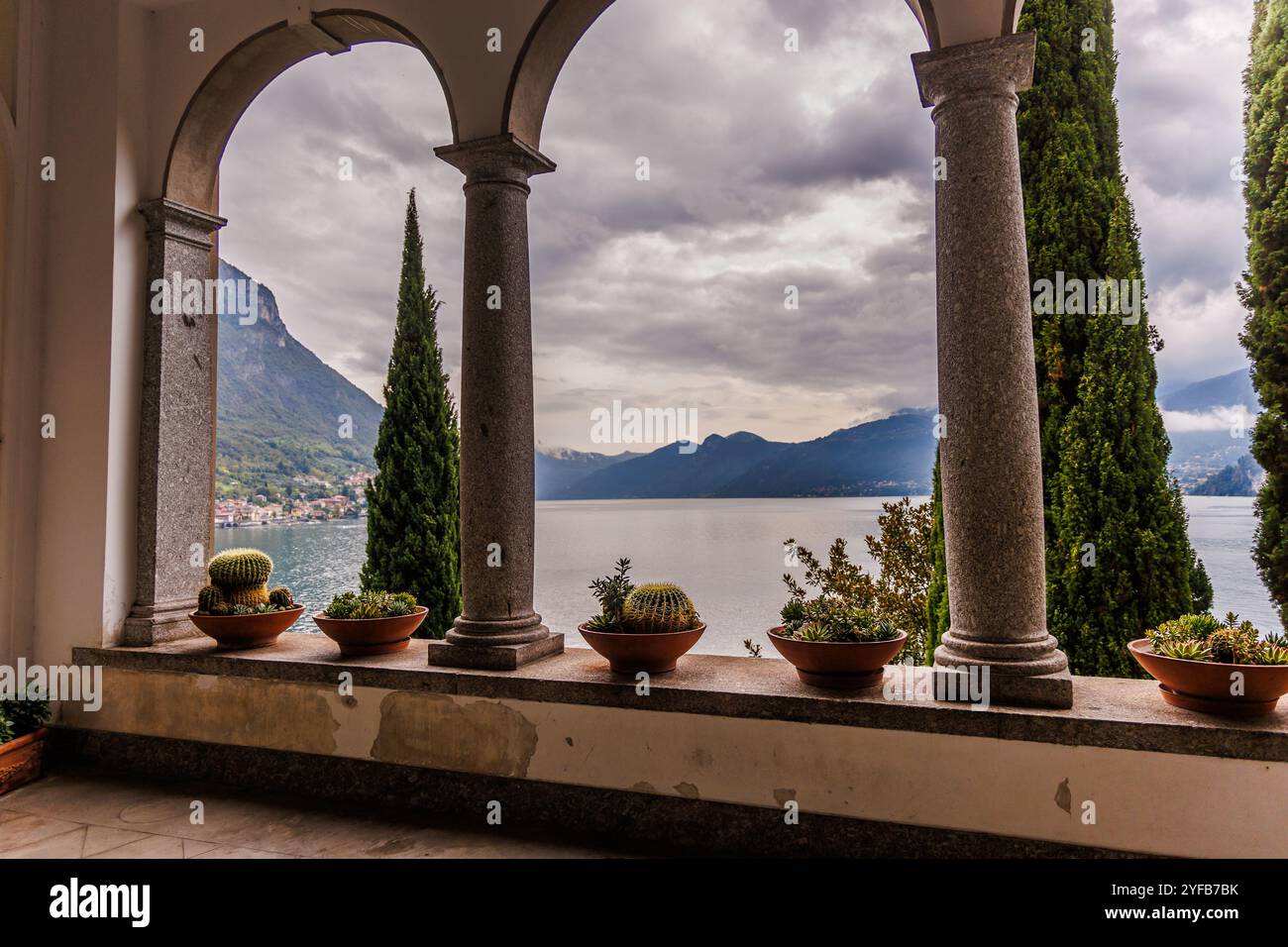 Varena, Italy - September, 2024: Italian village waterside view on Lake ...