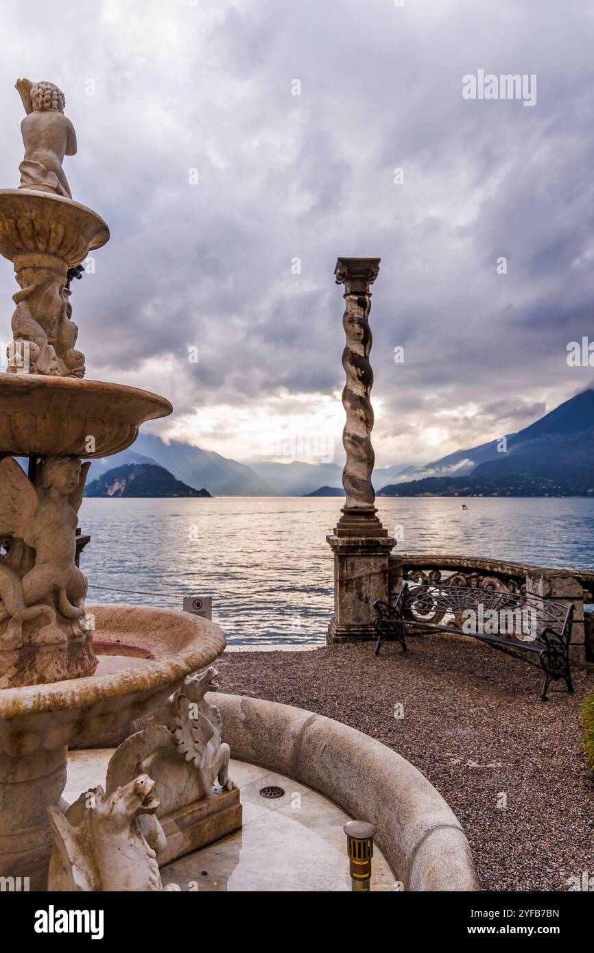 Varena, Italy - September, 2024: Italian village waterside view on Lake ...