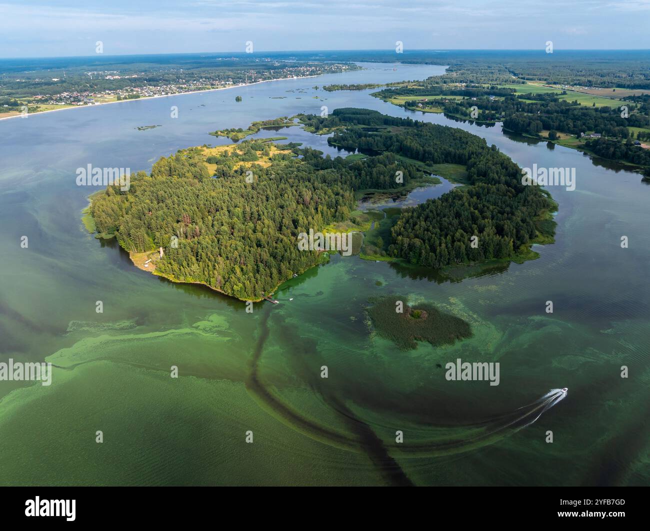 Aerial view of Death Island near Riga, Latvia, a historical site where ...