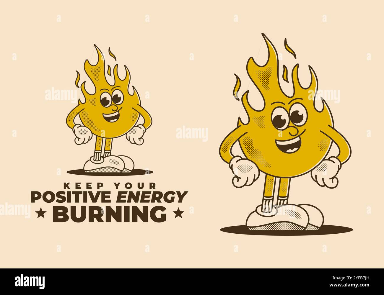 Keep your positive energy burning. Retro Mascot character illustration ...