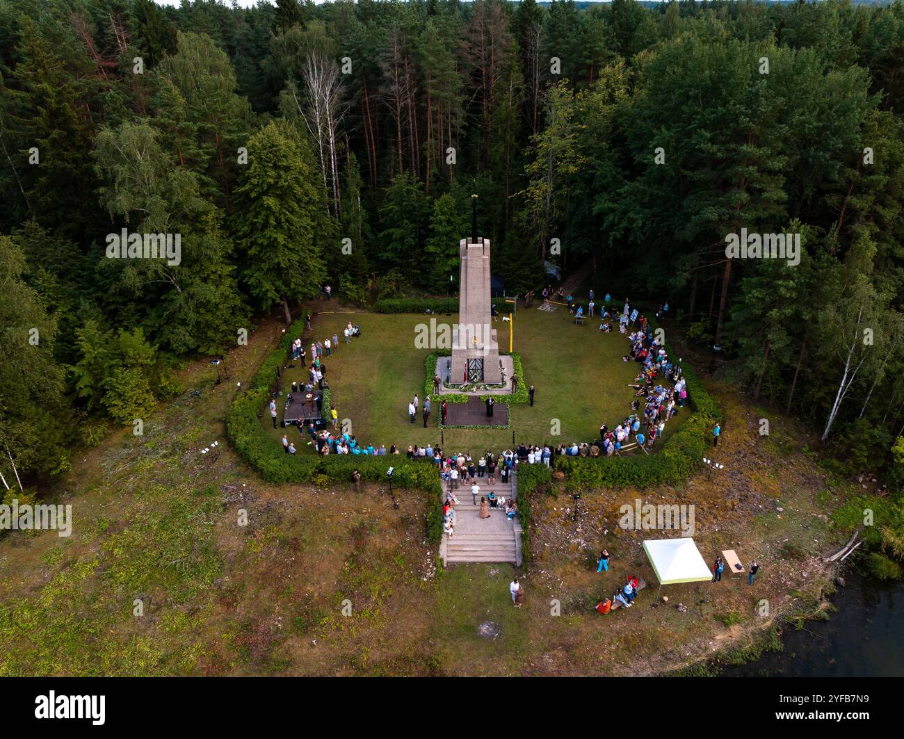 Aerial view of Death Island near Riga, Latvia, a historical site where ...