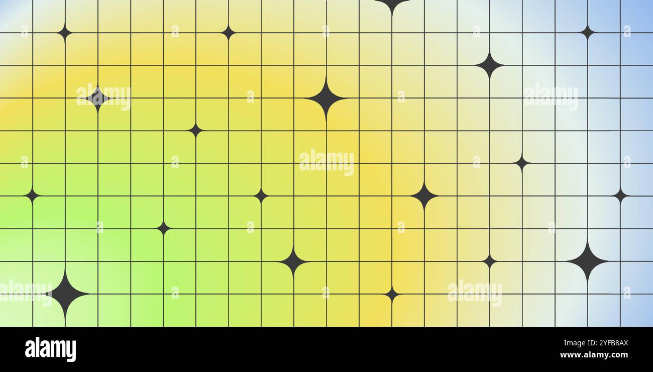 Y2K blurry gradient background with linear grid and star shapes. Cool ...
