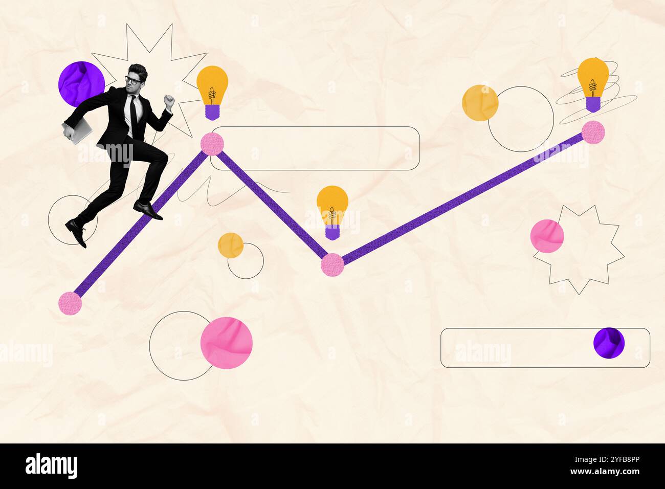 Composite photo collage of serious businessman run graph statistics ...