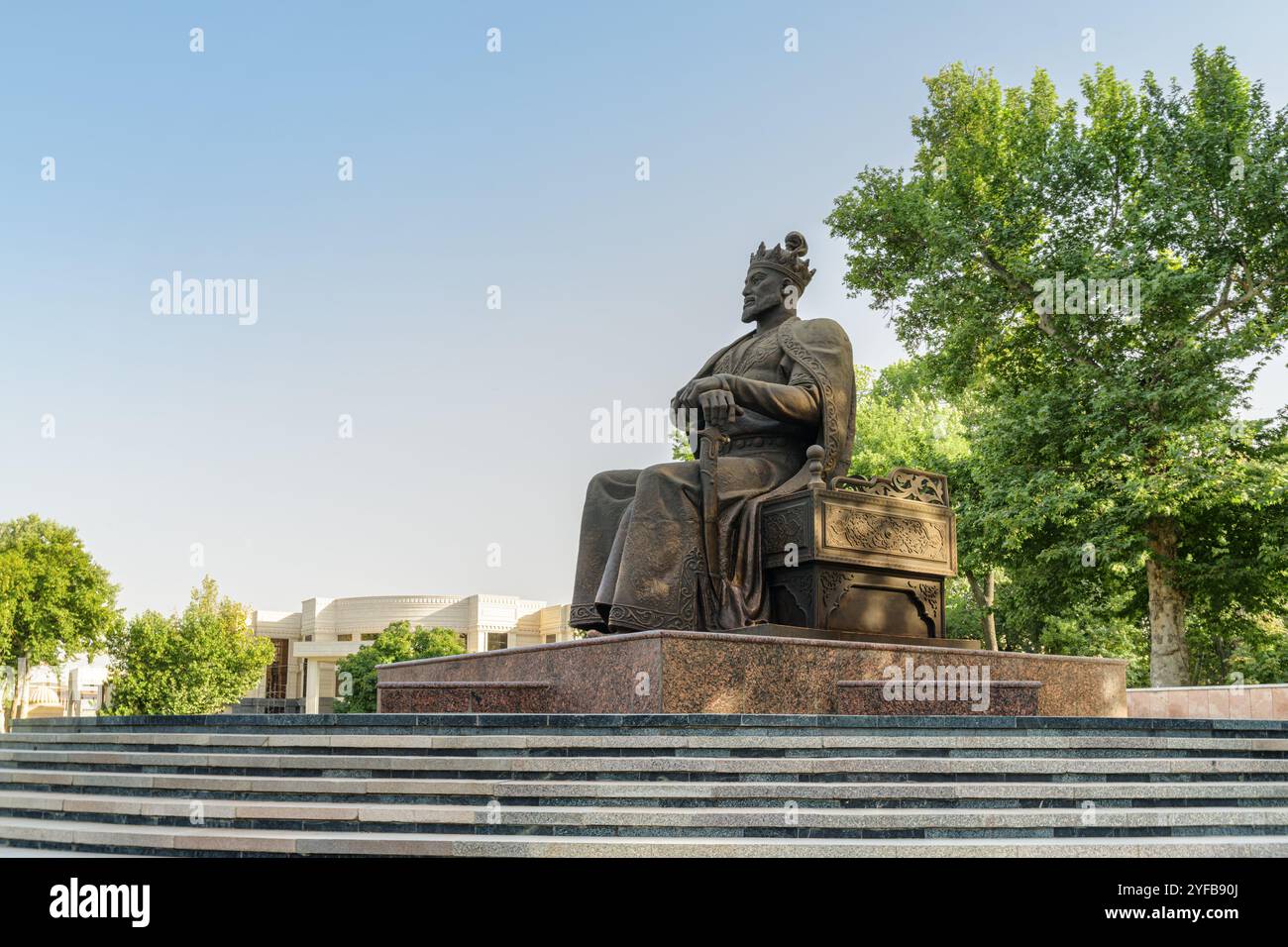 Statue of Amir Timur (Tamerlane) in Samarkand, Uzbekistan Stock Photo ...