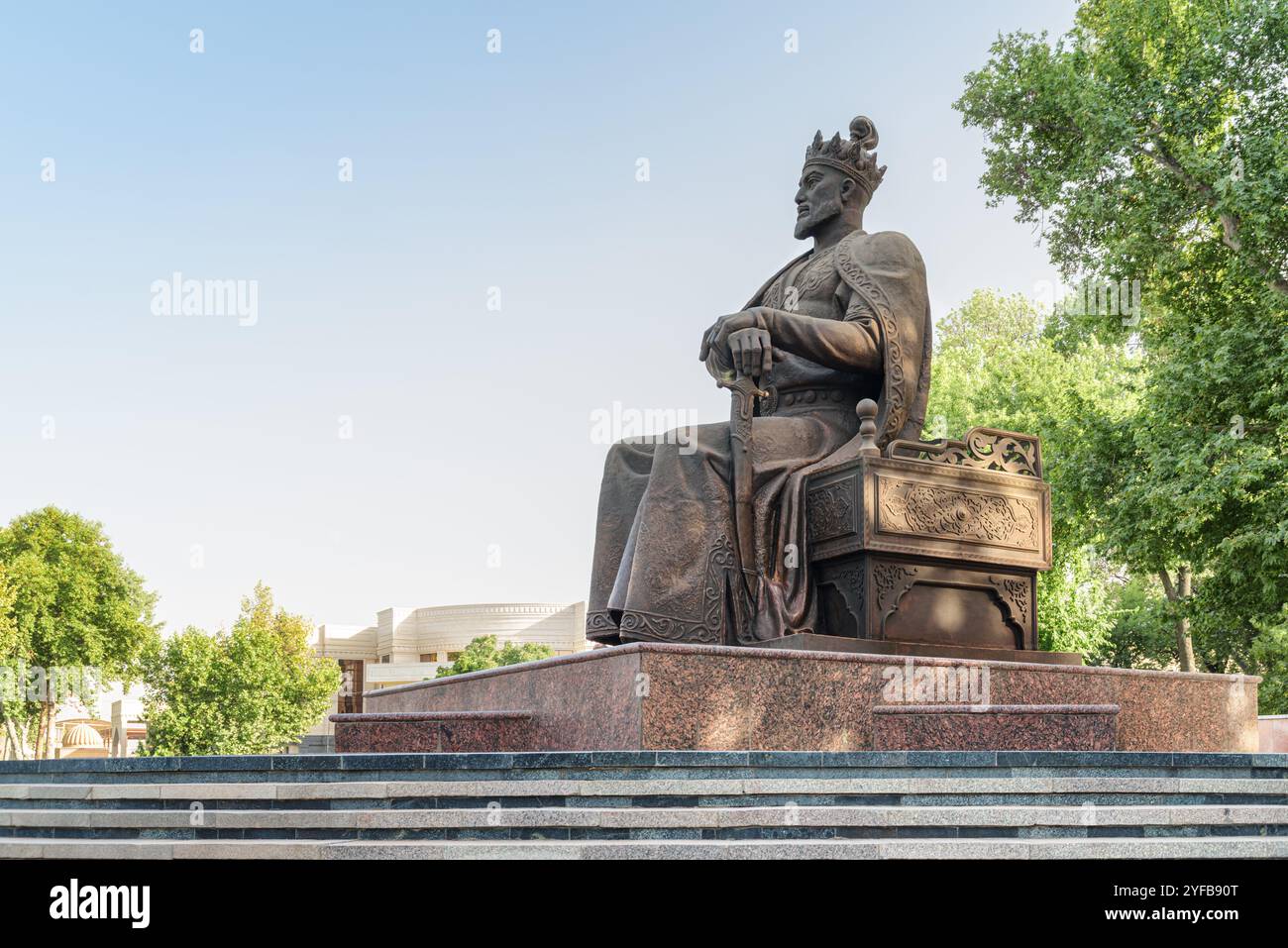 Statue of Amir Timur (Tamerlane) in Samarkand, Uzbekistan Stock Photo ...