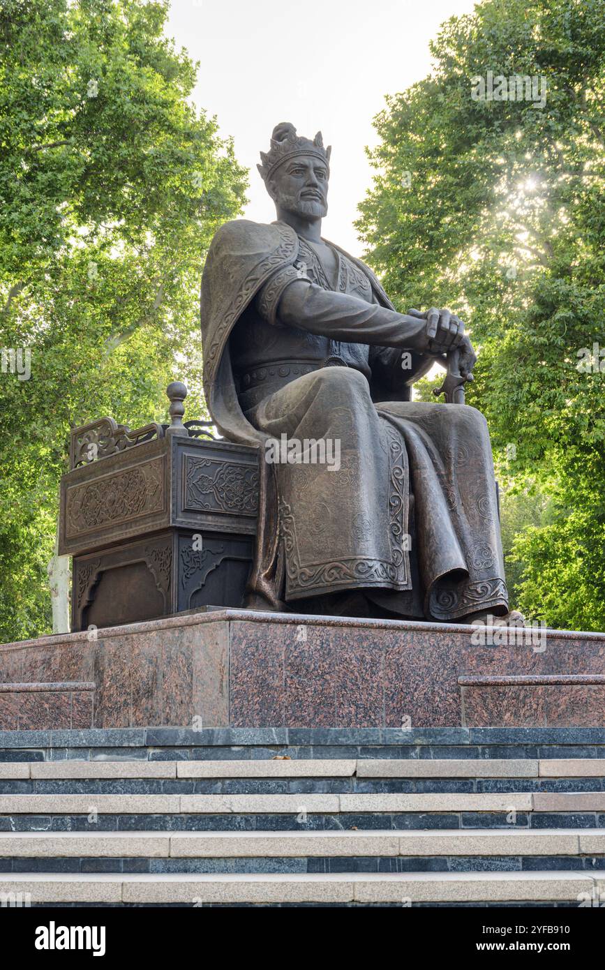 Statue of Amir Timur (Tamerlane) in Samarkand, Uzbekistan Stock Photo ...