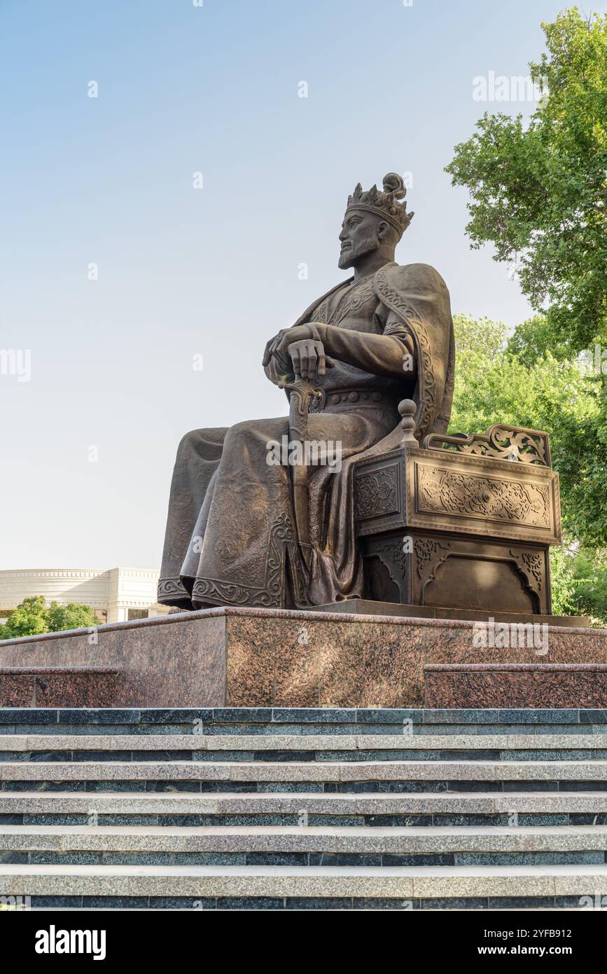 Statue of Amir Timur (Tamerlane) in Samarkand, Uzbekistan Stock Photo ...