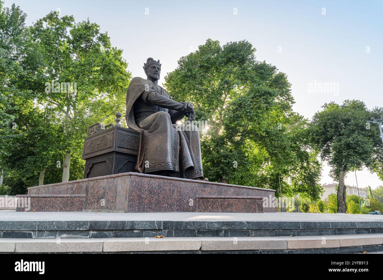 Statue of Amir Timur (Tamerlane) in Samarkand, Uzbekistan Stock Photo ...